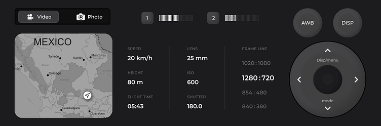 DJI Mavic Pro interface concept by Priyanka Sheel on Dribbble