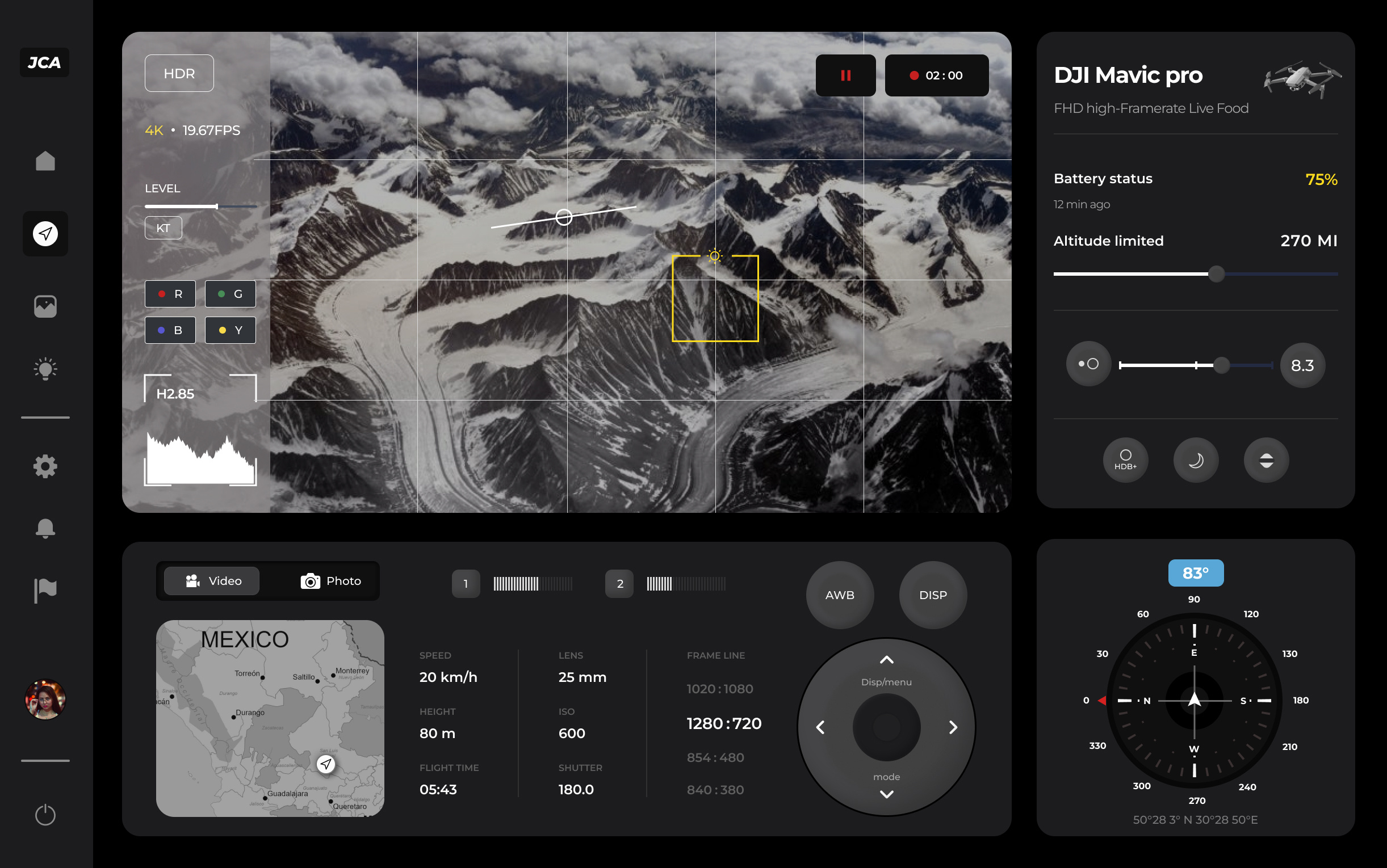 DJI Mavic Pro interface concept by Priyanka Sheel on Dribbble