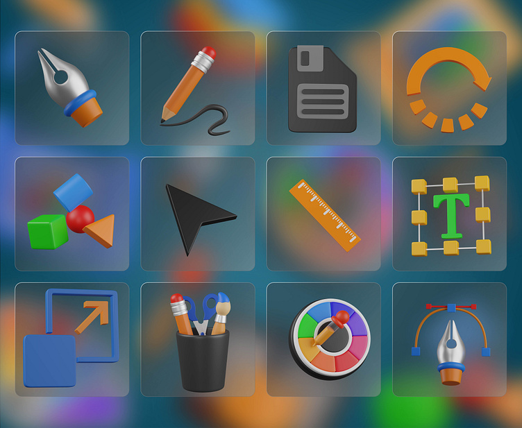 Graphic Design 3D Icon Set by kaicon on Dribbble
