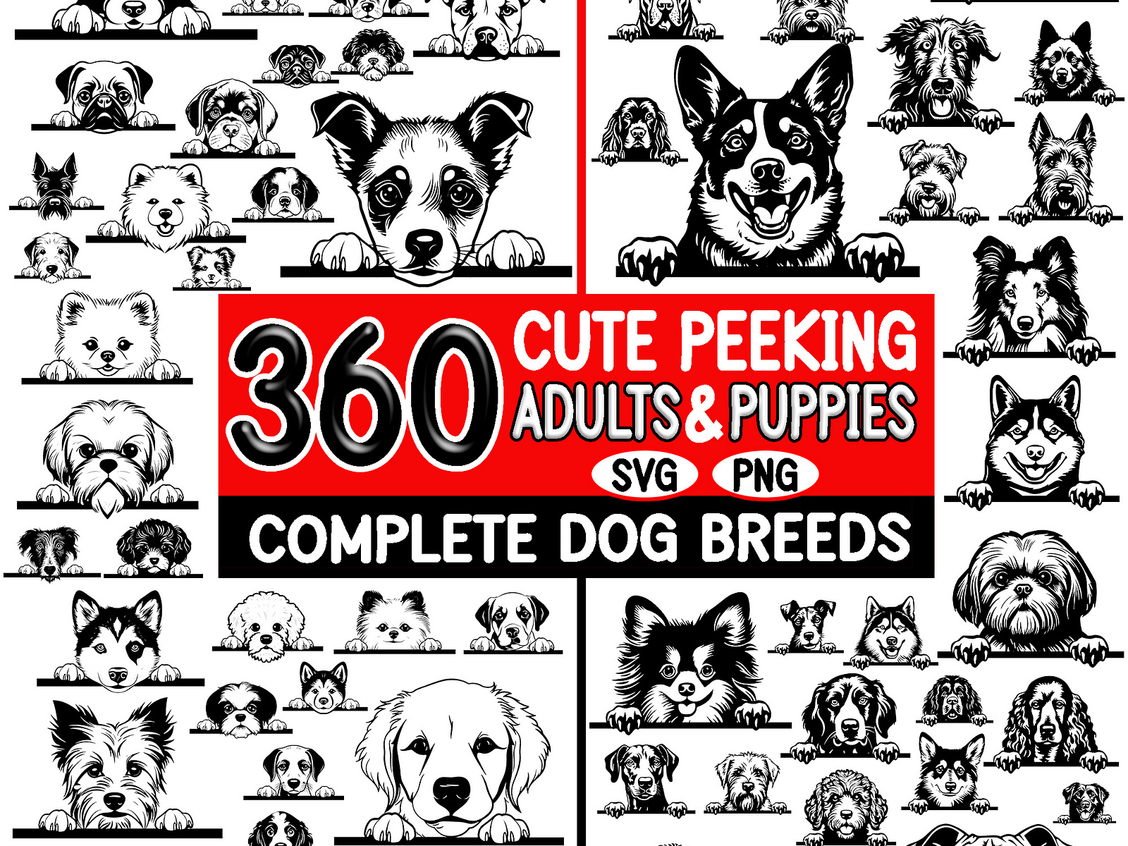 Peeking dogs bundle - Complete breeds by turaiphie musa on Dribbble