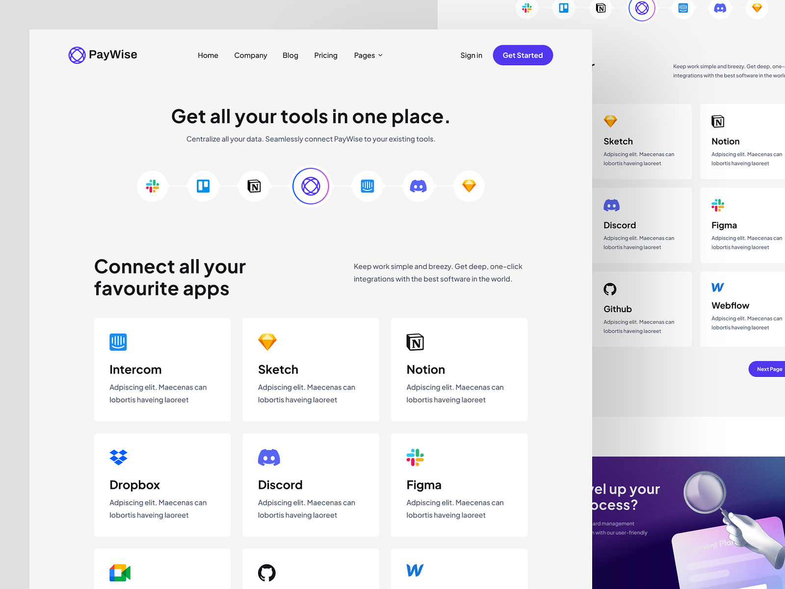 Integration Page UI Design by Eliteflow on Dribbble
