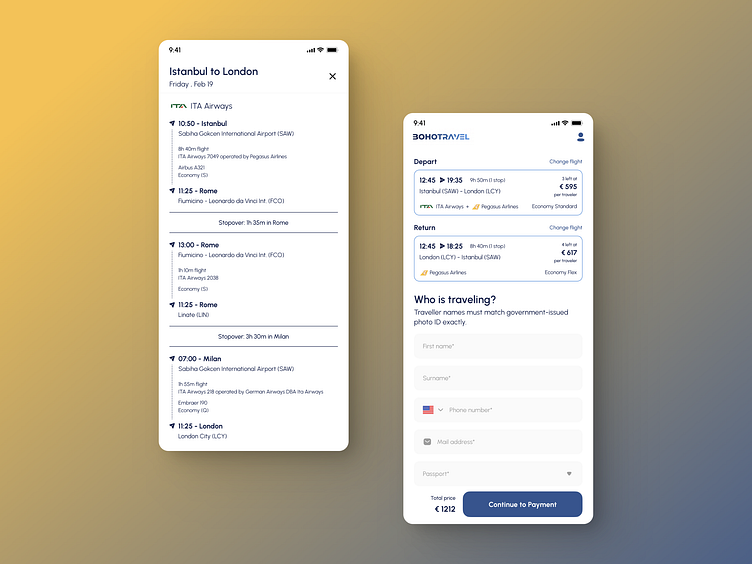 Flight Booking App - Flight Details and Checkout Pages by Canan Diren ...