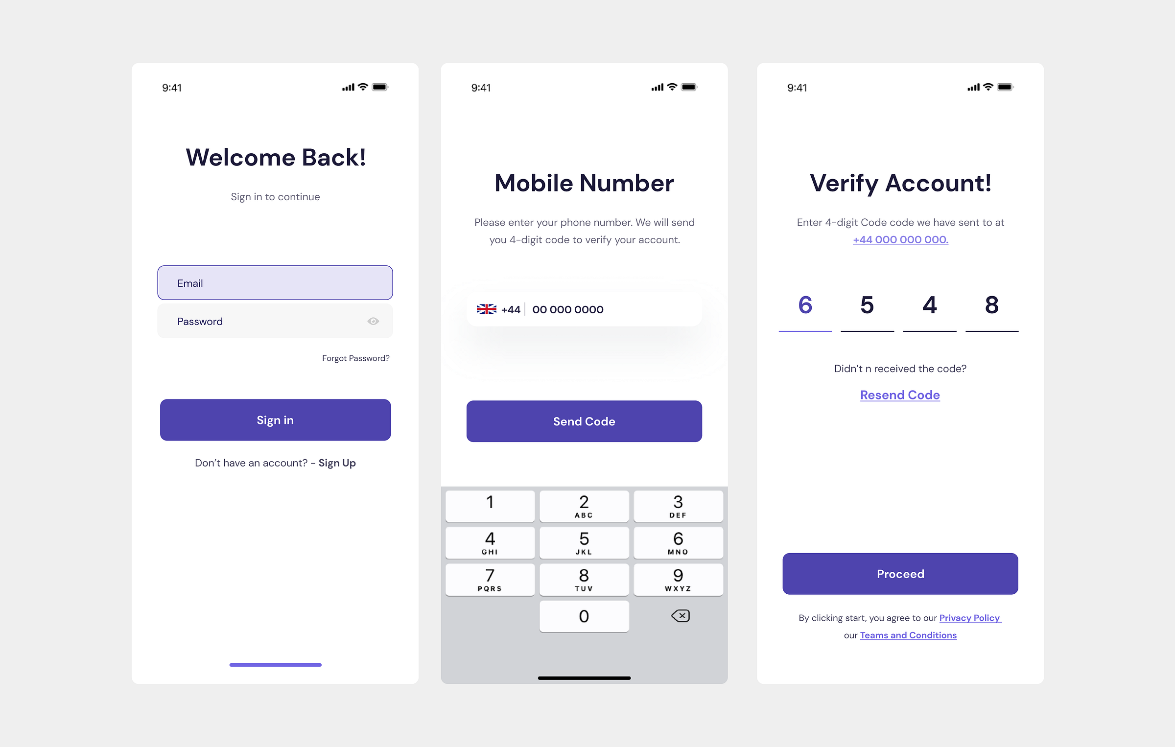 Sign-in mobile UI design by Sarah Bryan-Ravenscroft on Dribbble