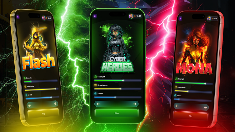 Game app slider UI by Vlad for ClefDev on Dribbble