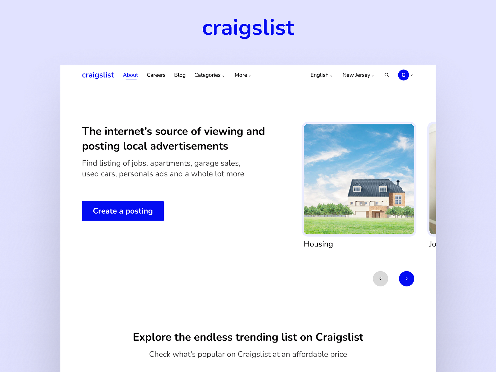 Craigslist redesign by Gloria Folaranmi on Dribbble