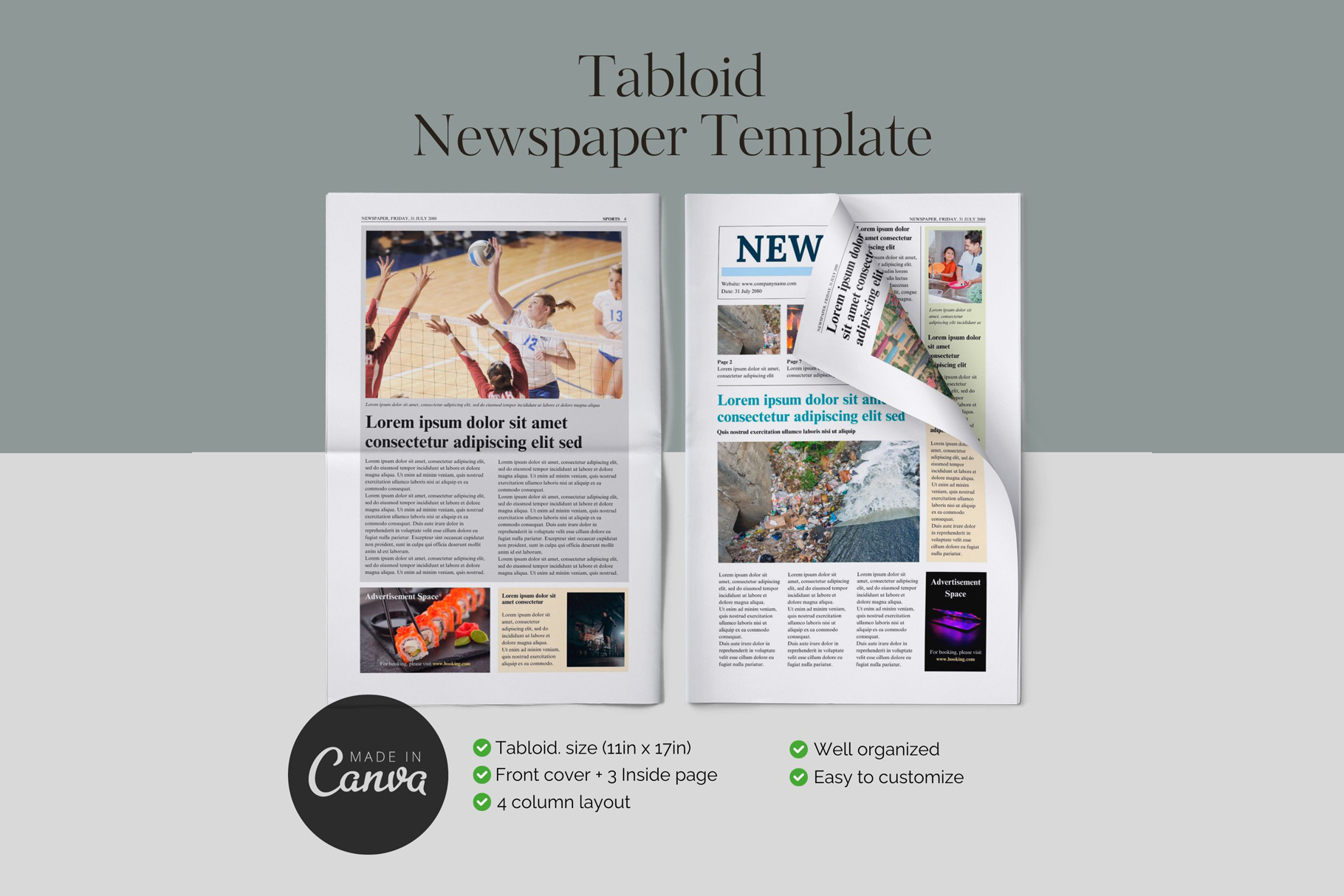 Tabloid Newspaper Template by Oshin on Dribbble