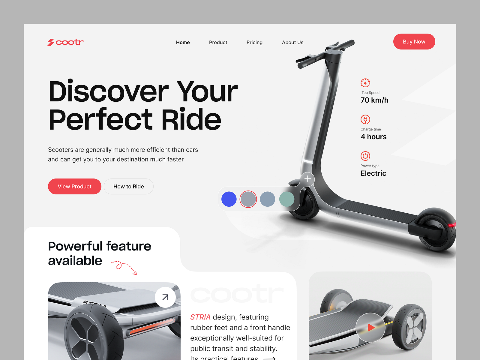 Electric Scooter Website UI Design by Orbix Studio | Healthcare ...