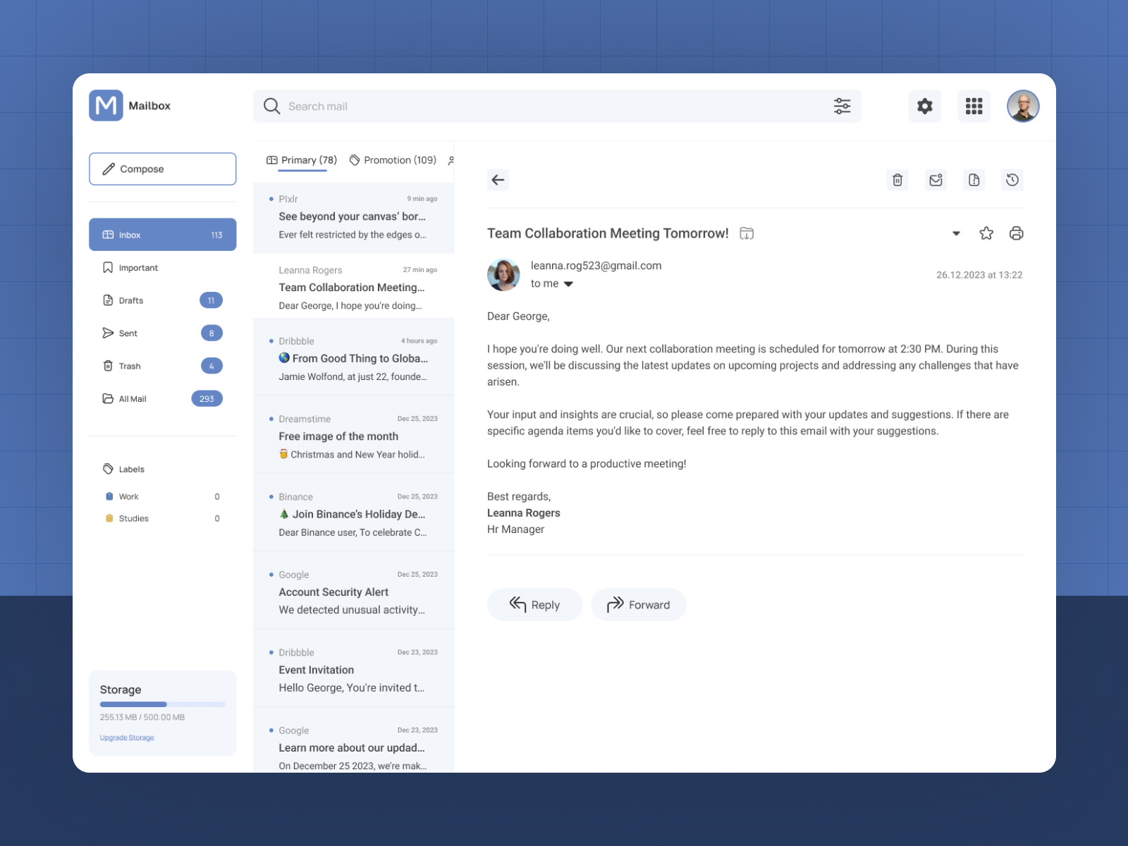 Mailbox - Webmail New Design Template by Asiq M. on Dribbble