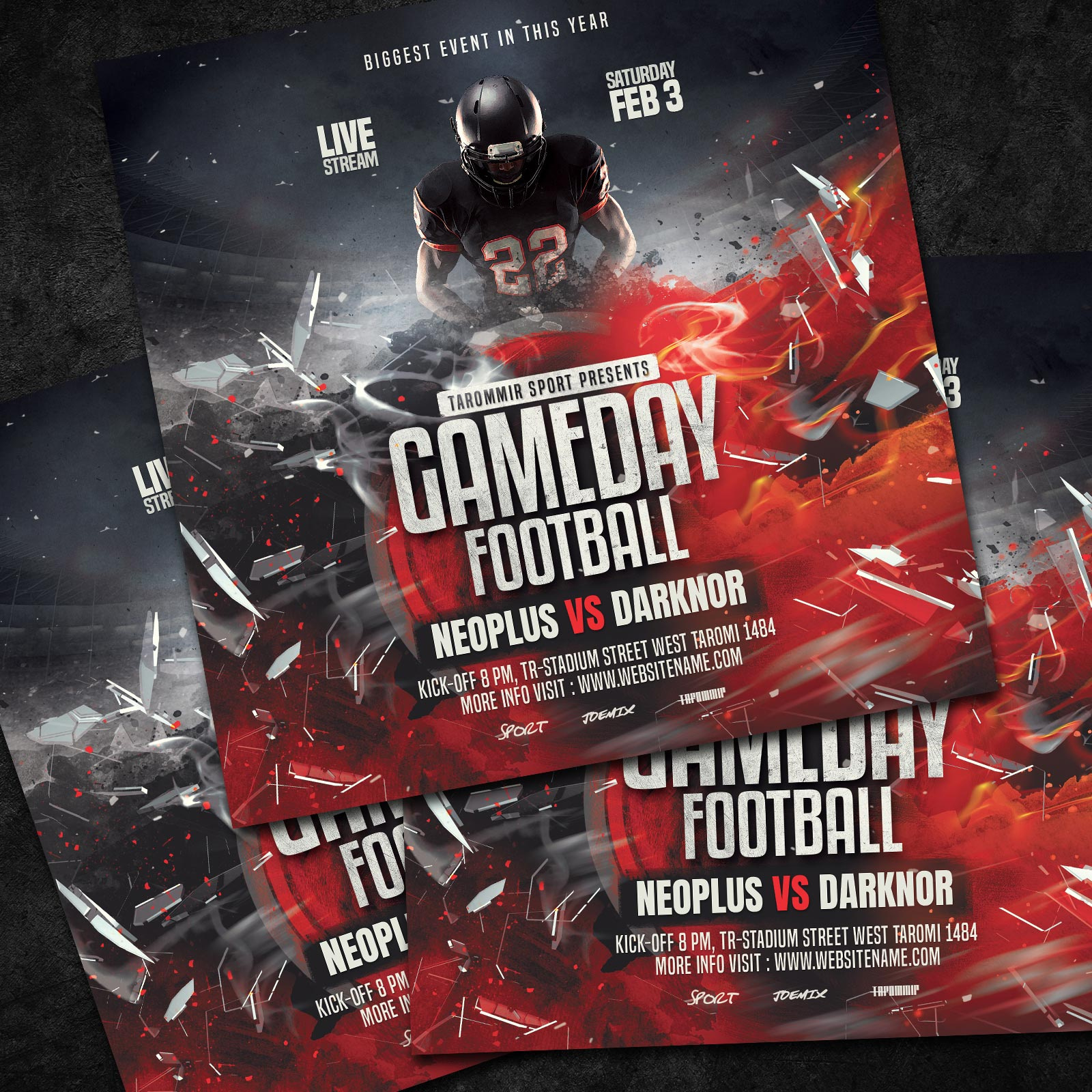 2 Football Flyer Templates by Tarommir on Dribbble