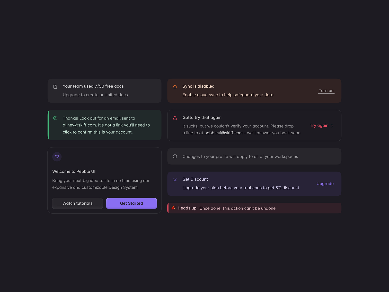 Alert component 🌑 by Ali for Pebble UI on Dribbble Alert component 🌑 by Ali for Pebble UI on Dribbble