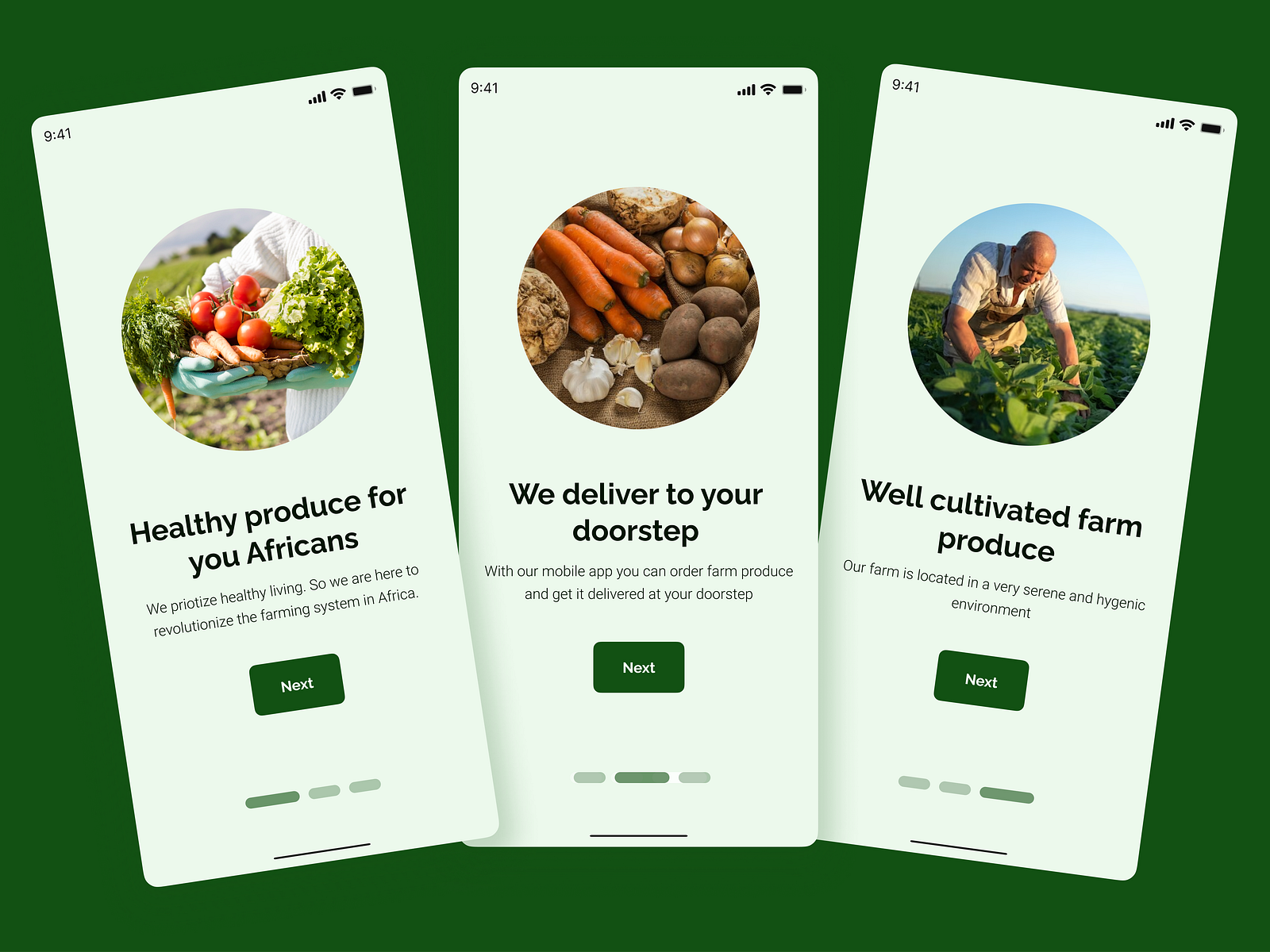 Splash screens of an agro-ecommerce mobile app by Oghenetega Mudiaga on ...