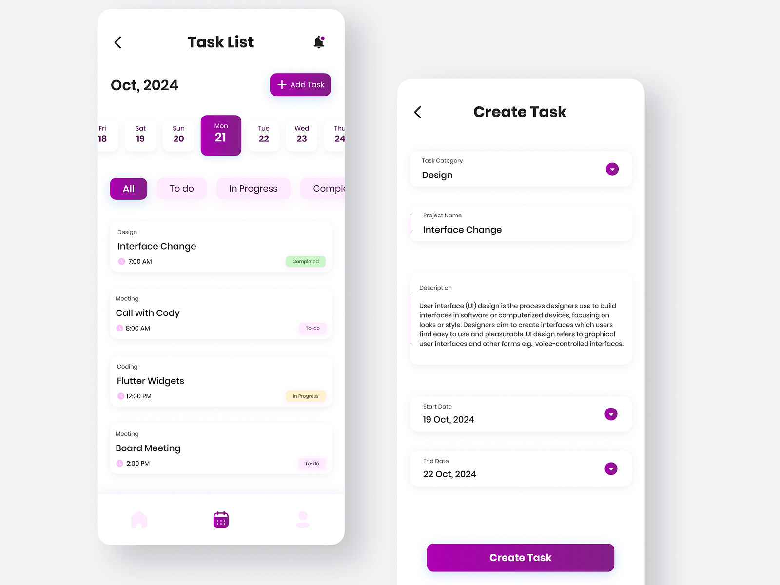 Task List Mobile Interface by Imoleayo Adeyemi on Dribbble