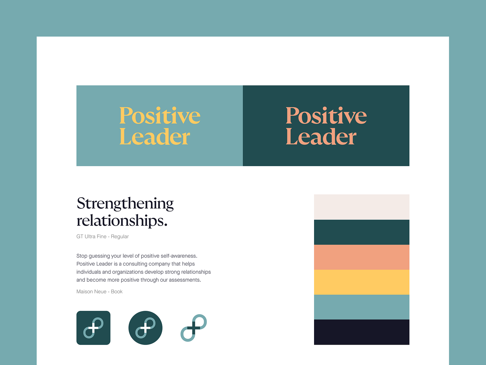 Positive Leader visual identity and website by Camellia Neri on Dribbble