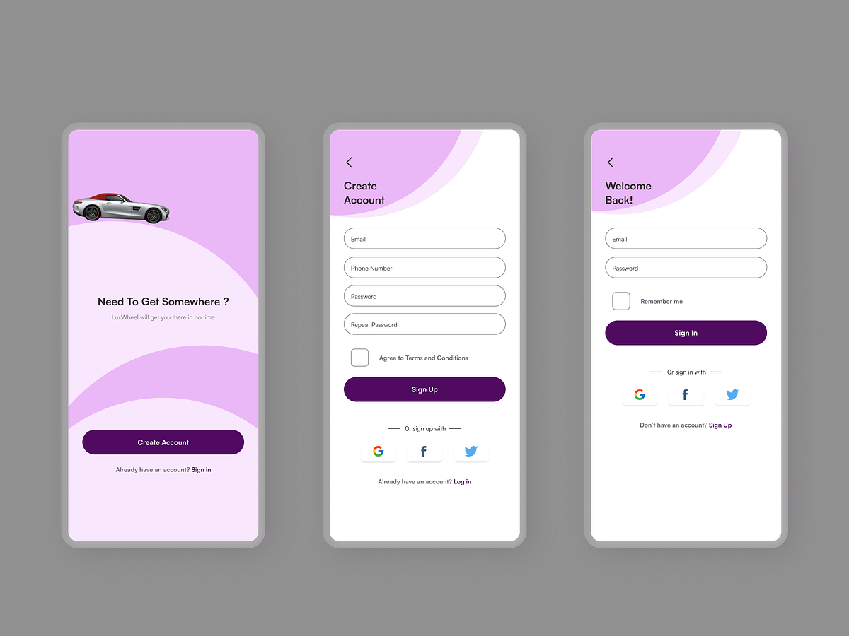 Authentication Screens by Yusrah on Dribbble