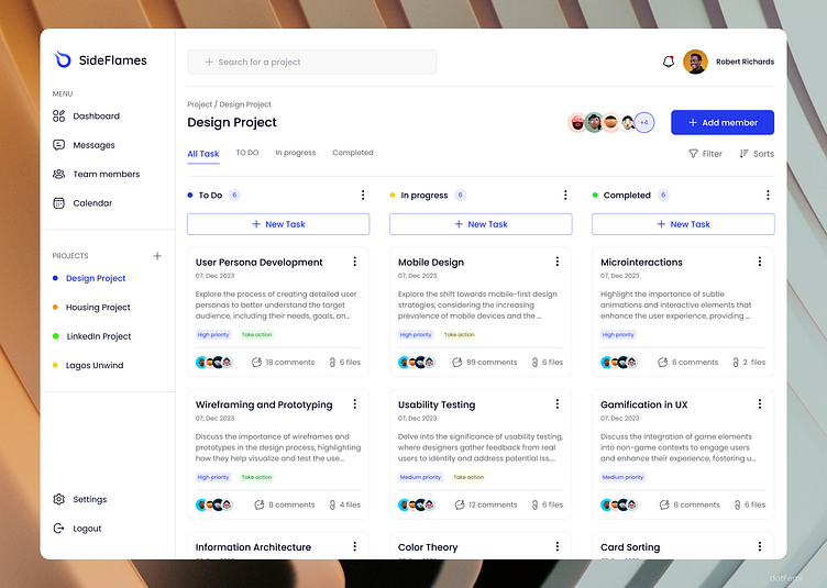 Task Management Software UI by Daramola Femi Oluwatobi on Dribbble
