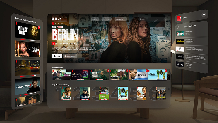 Netflix UI reimagined for VisionOS by Yash Patel on Dribbble