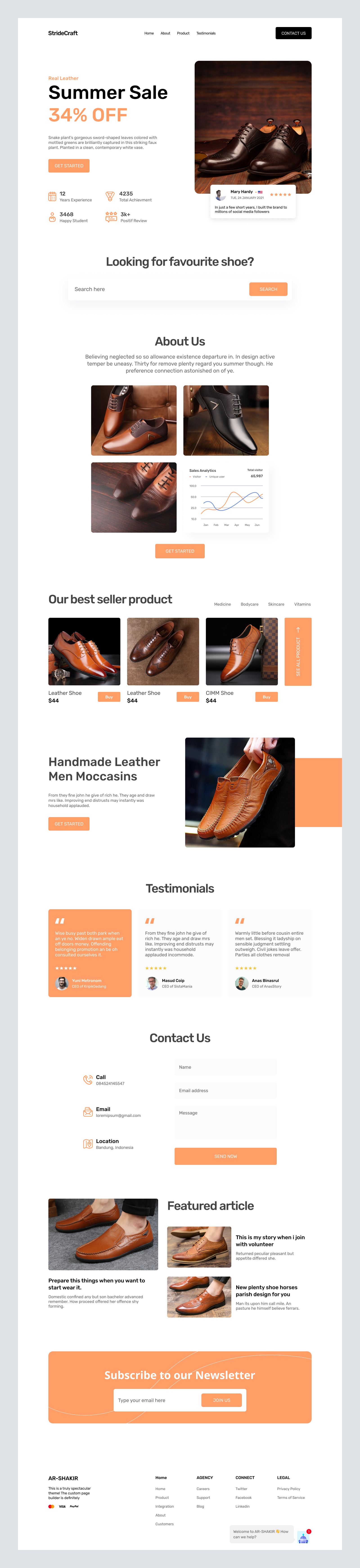 StrideCraft - Shoes Store Ecommerce Website by Mike Taylor for Landing Page Heaven on Dribbble