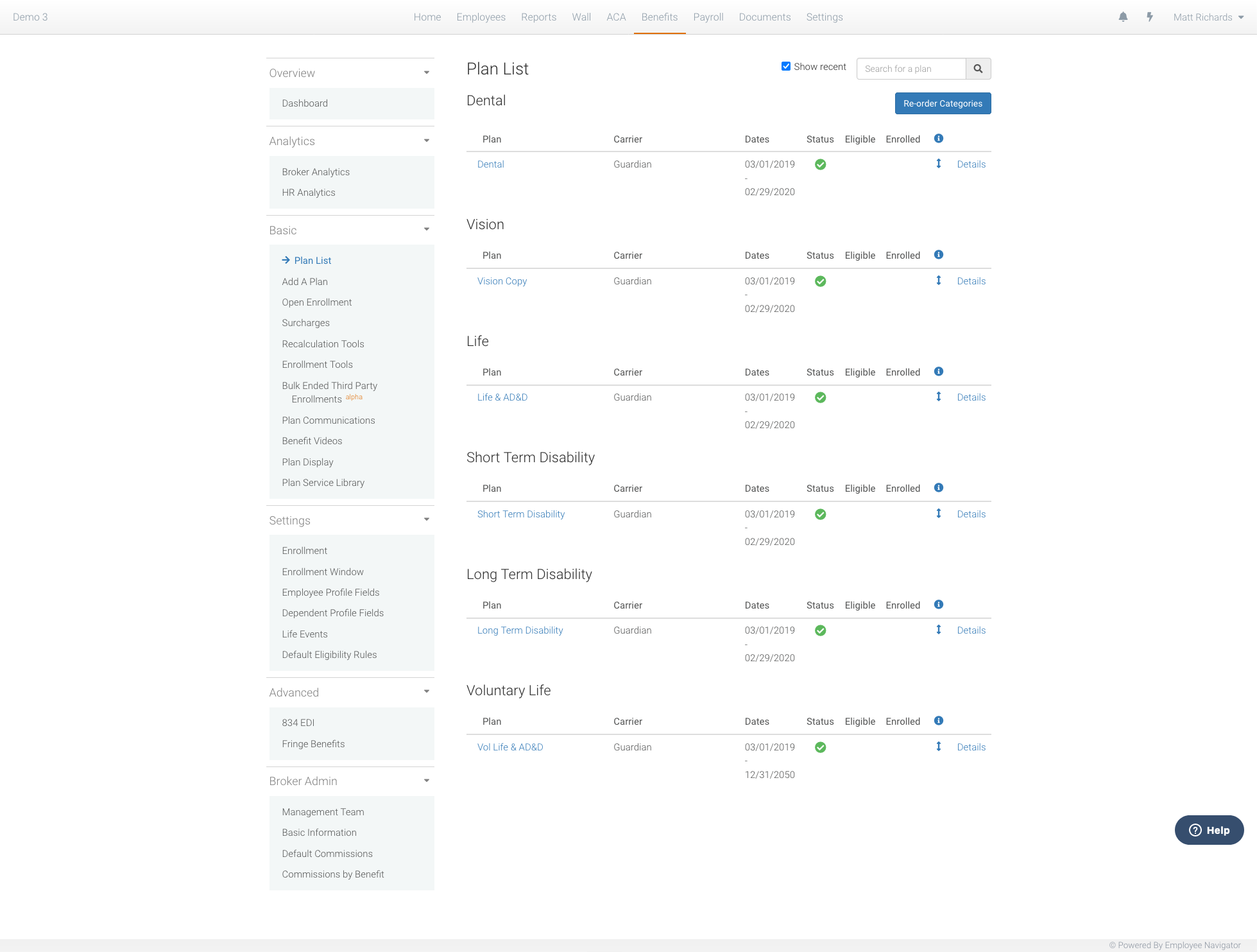 Employee Navigator Plan List by Matt Richards on Dribbble