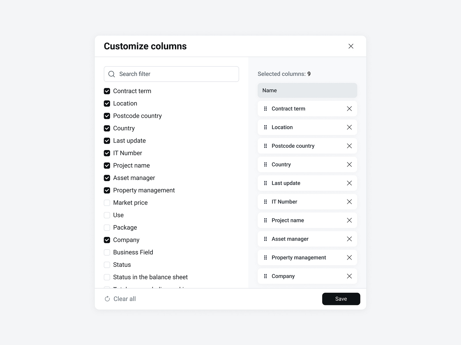 Pop Up for Customizing Table View by Equal on Dribbble