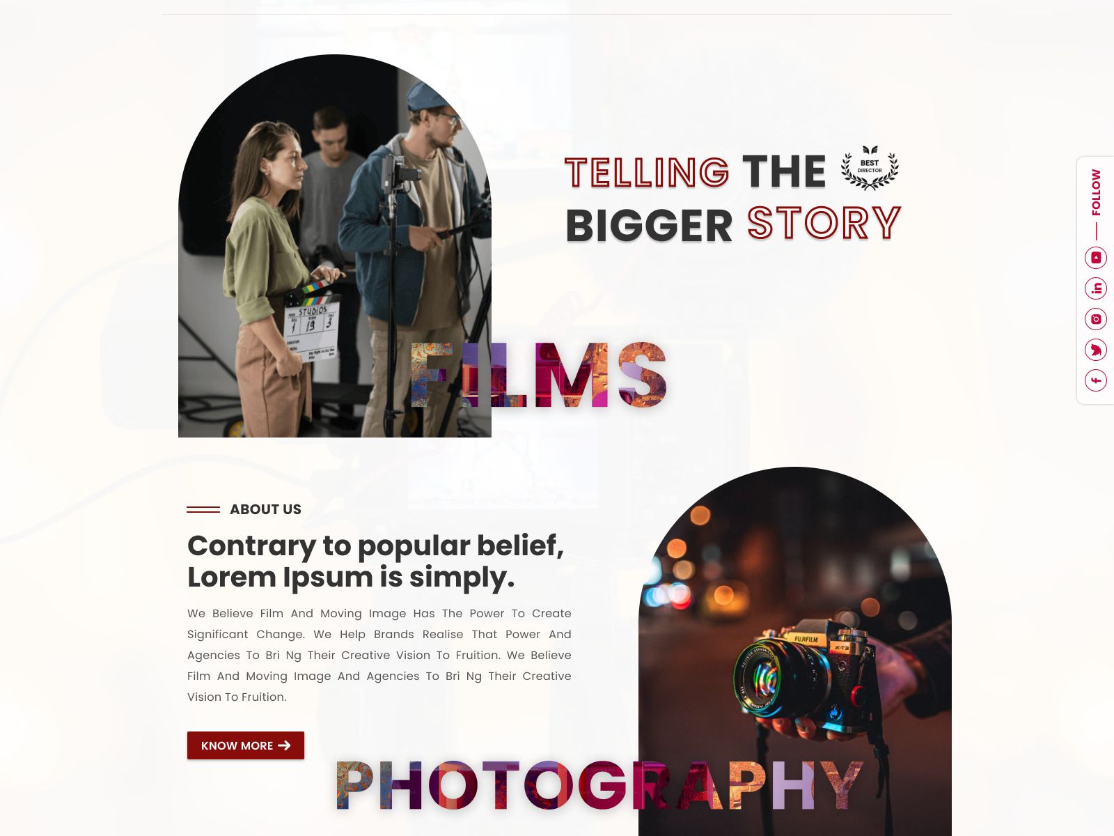 UI Design of Films & Photography website by Dilip kumar dhruv on Dribbble