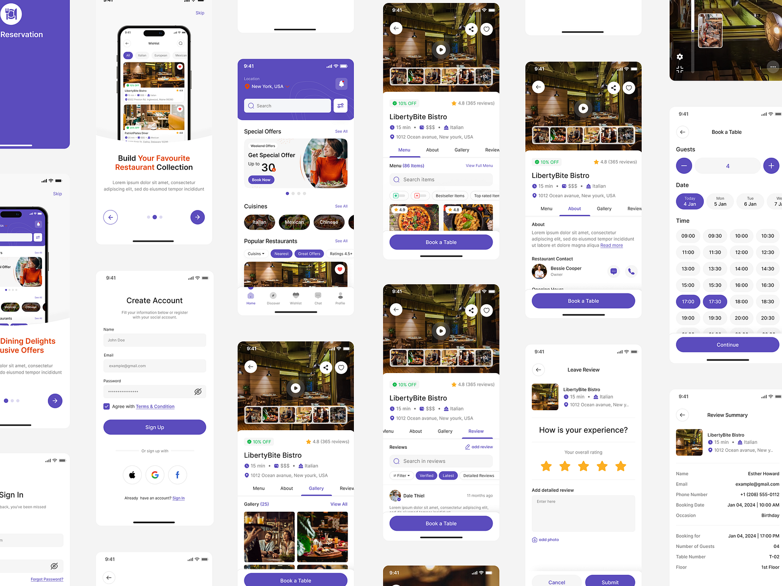 Restaurant Reservation App UI Design | Table Booking UIUX Design by ...