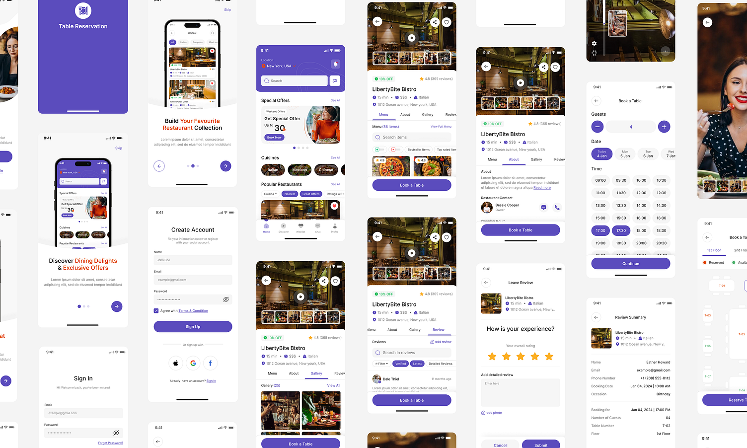 Restaurant Reservation App UI Design | Table Booking UIUX Design by ...