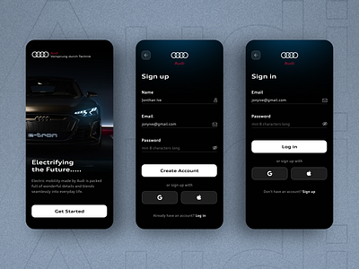 Audi App Onboarding UI by Divyansh Jain on Dribbble