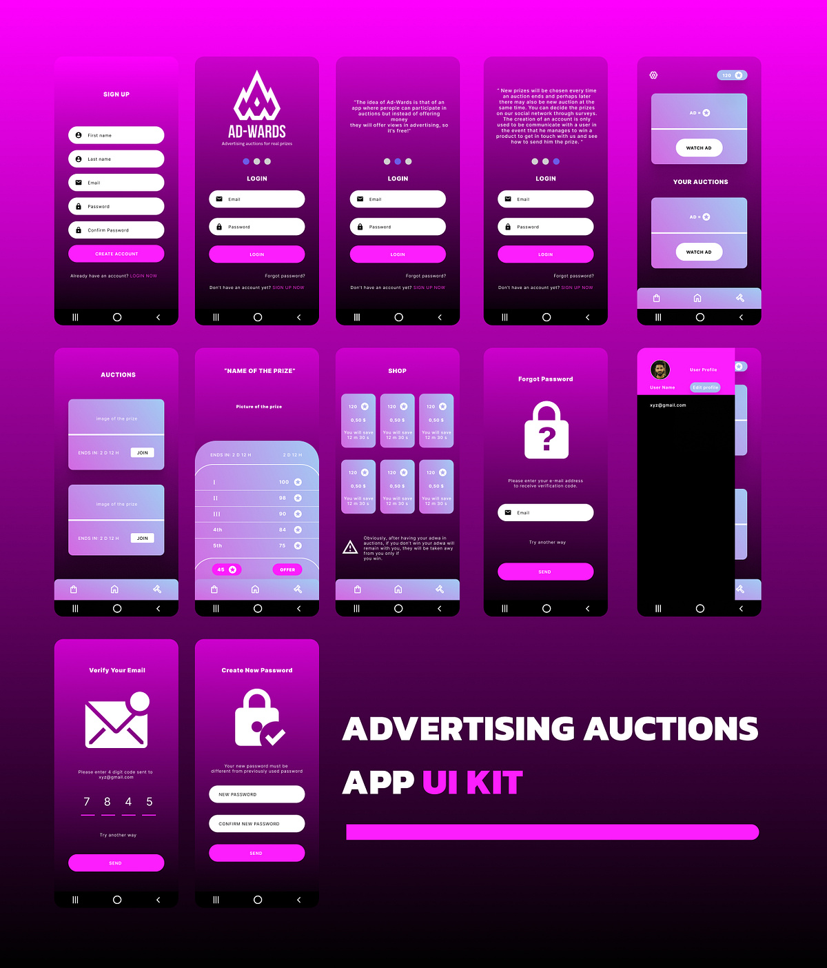 ADVERTISING AUCTIONS APP UI KIT by jind wadda on Dribbble