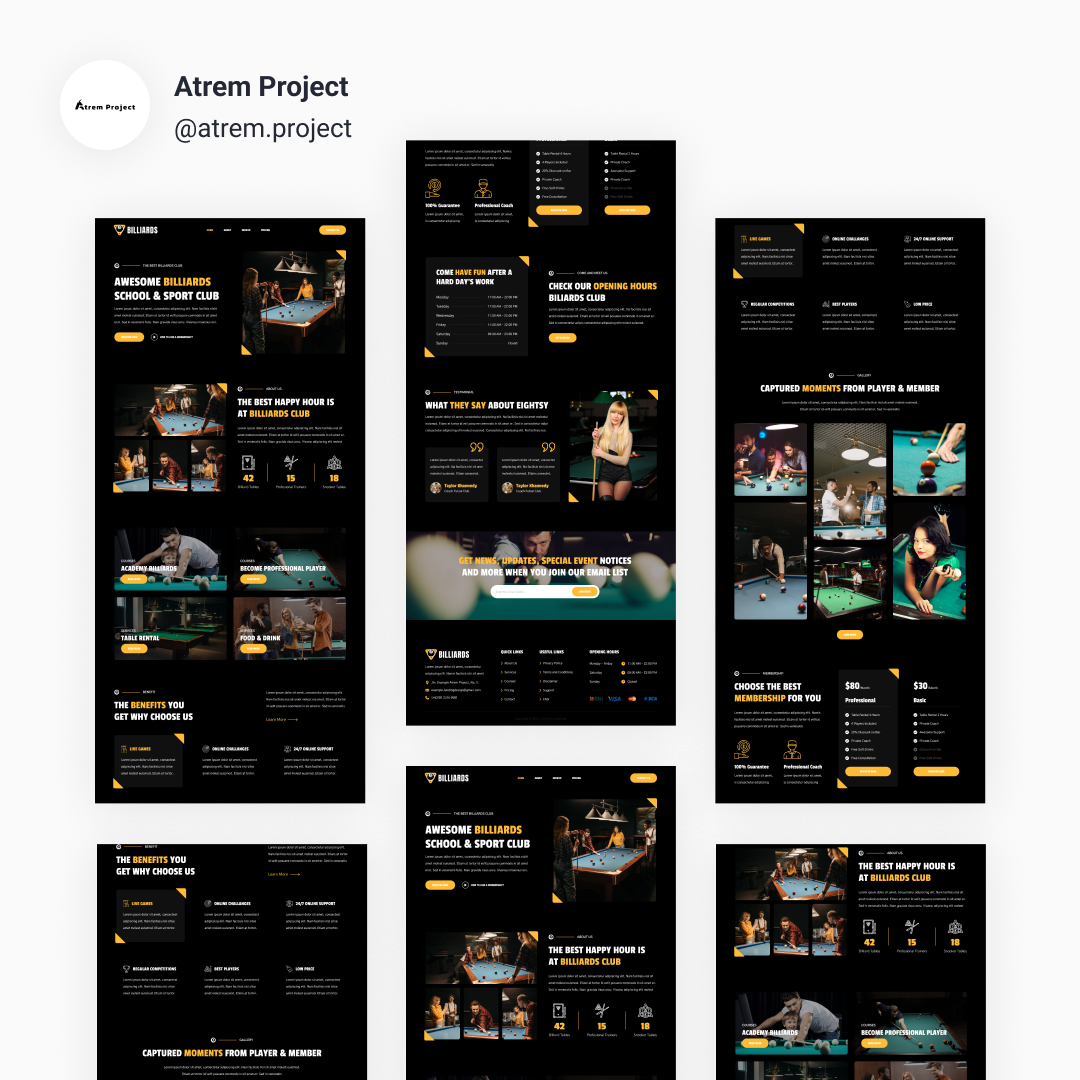 Eightsy Billiard Landing Page by Atrem Project on Dribbble