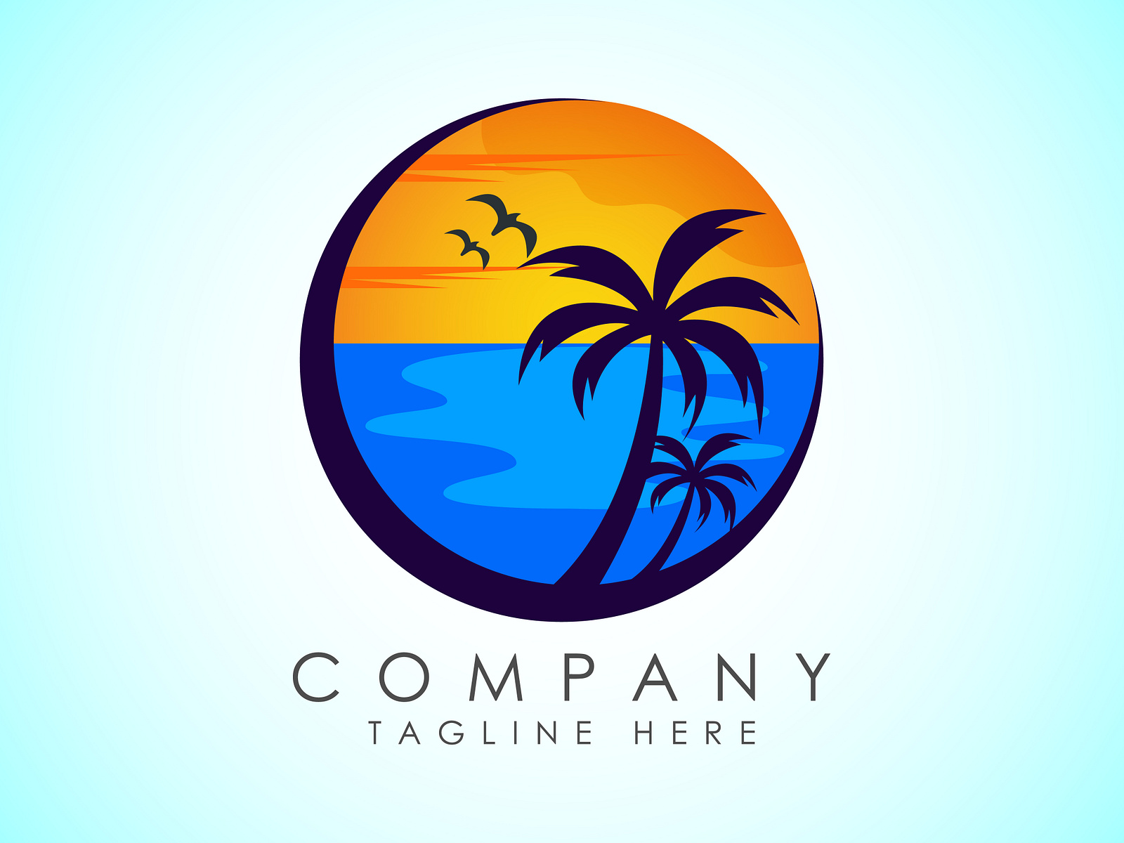 Beach logo design. Sun sunset sunrise with beach ocean by Md Baki ...