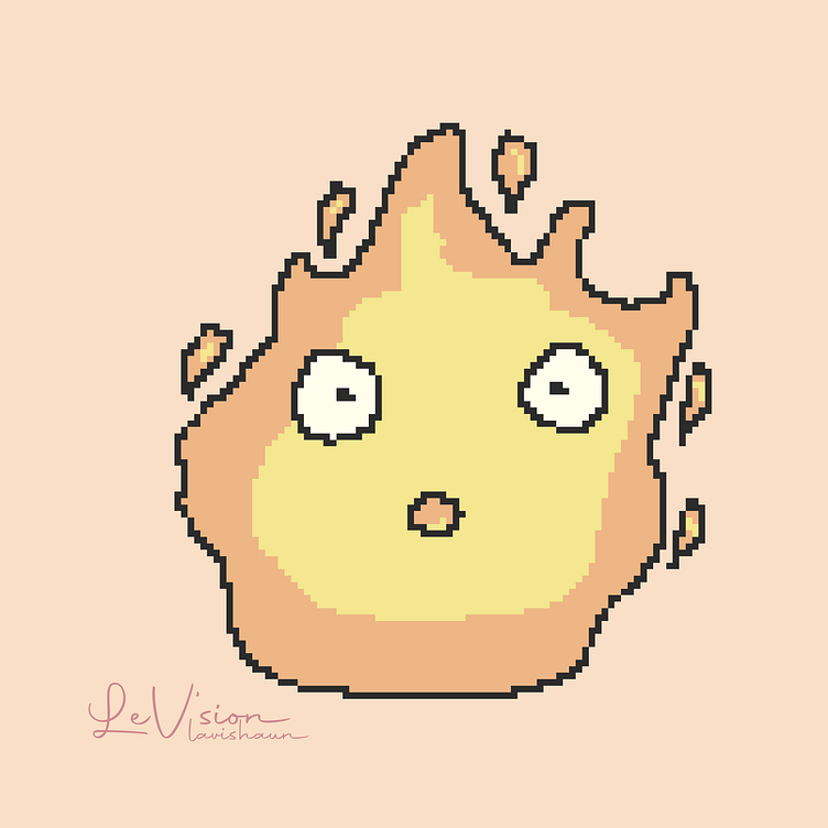 calcifer pixel art by LeV'sion on Dribbble