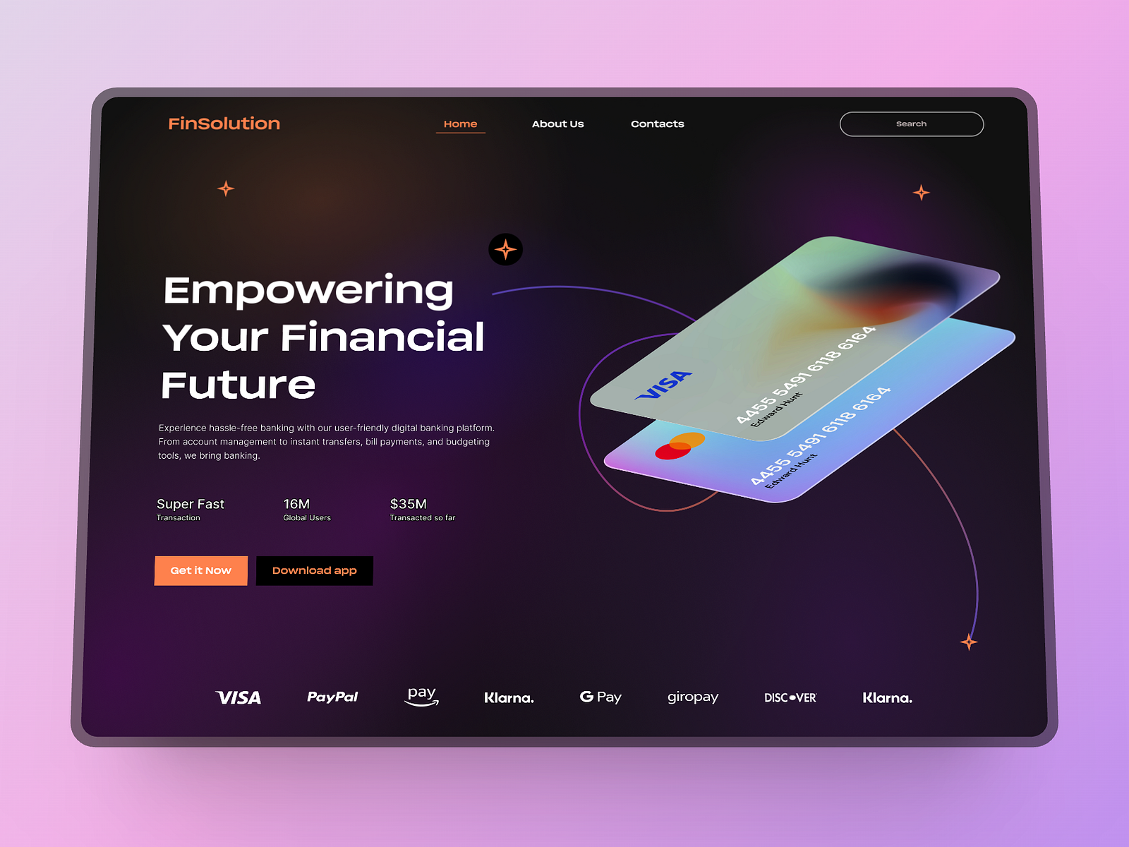 Fintech Landing Page by Israt Jahan on Dribbble