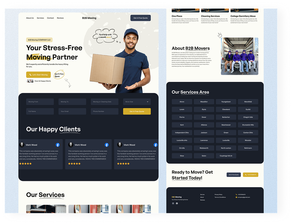 Moving Company Website Landing Page Design by Muhammad Salman on Dribbble
