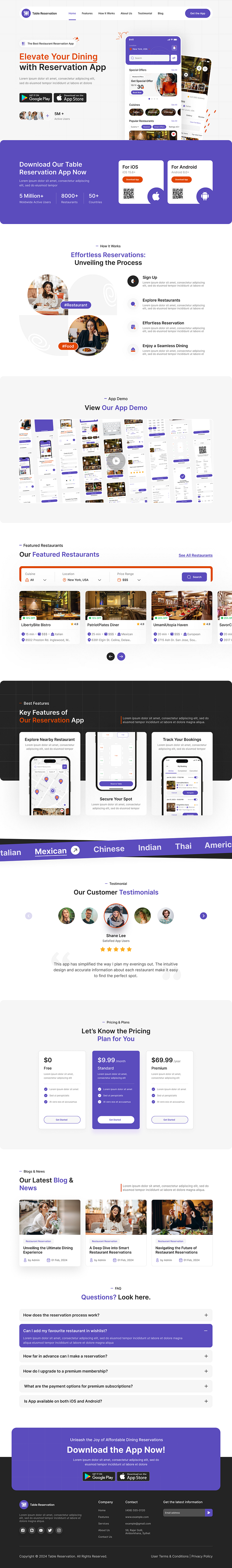 Restaurant Table Reservation App Landing Page UI Design by ... Restaurant Table Reservation App Landing Page UI Design by ...