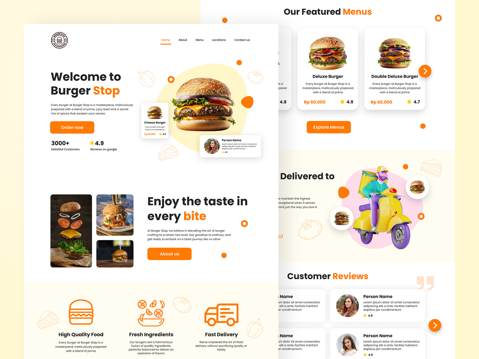 Burger Stop - Burger Shop Landing Page Design by Akito Studio on Dribbble