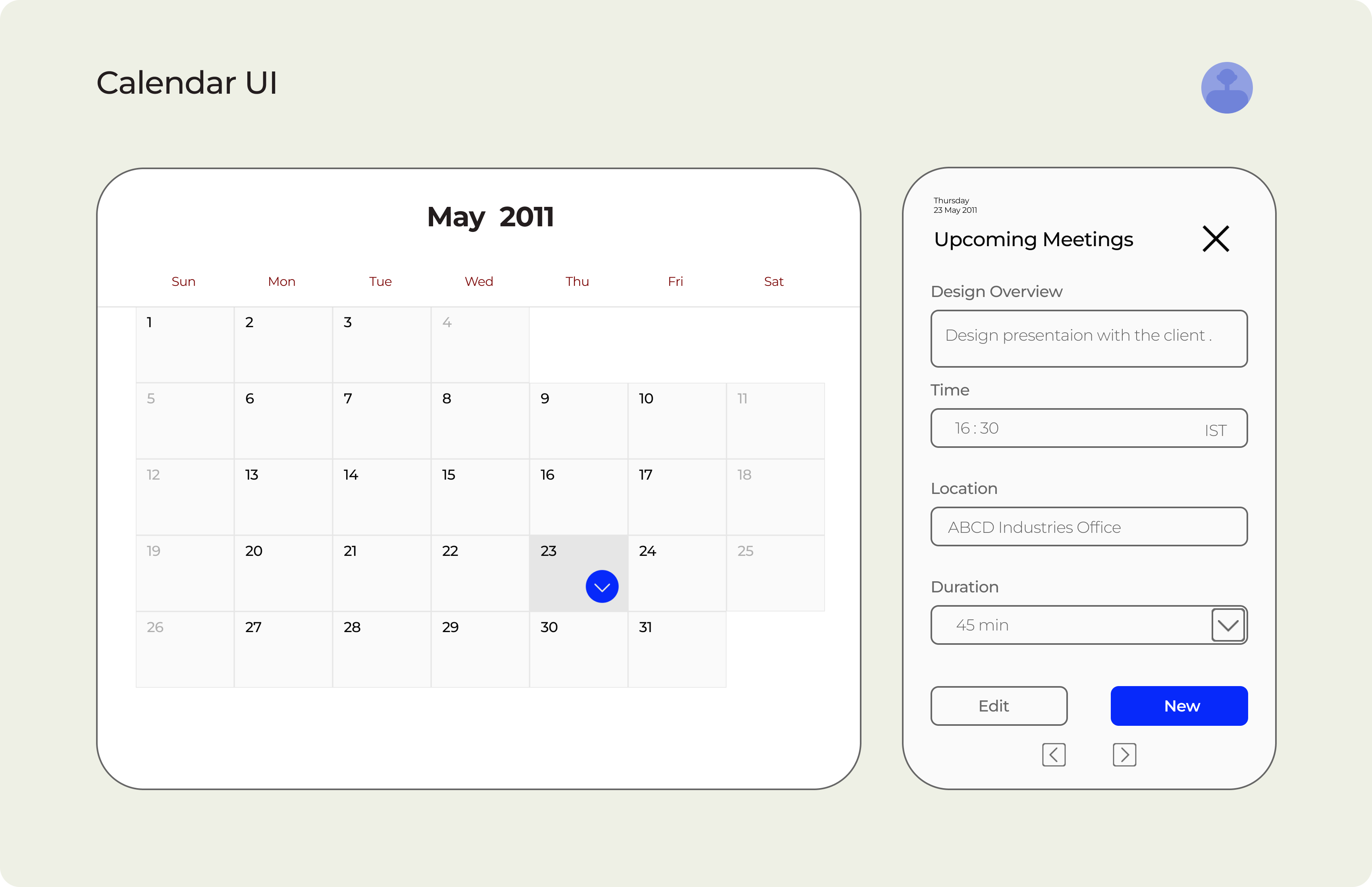 Calendar UI | Web Design by CodingShaggy on Dribbble