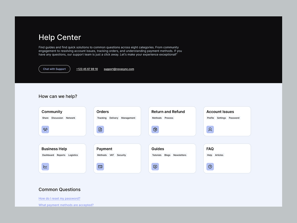 Help Center page by Kasper Carlsen on Dribbble