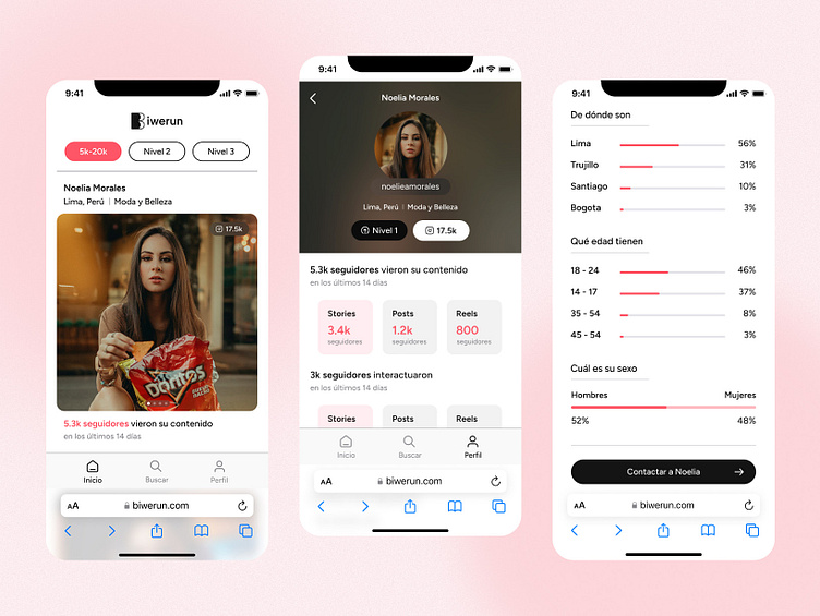 Mobile App Design for Search Influencers (UI/UX) - Biwerun by Diego ...