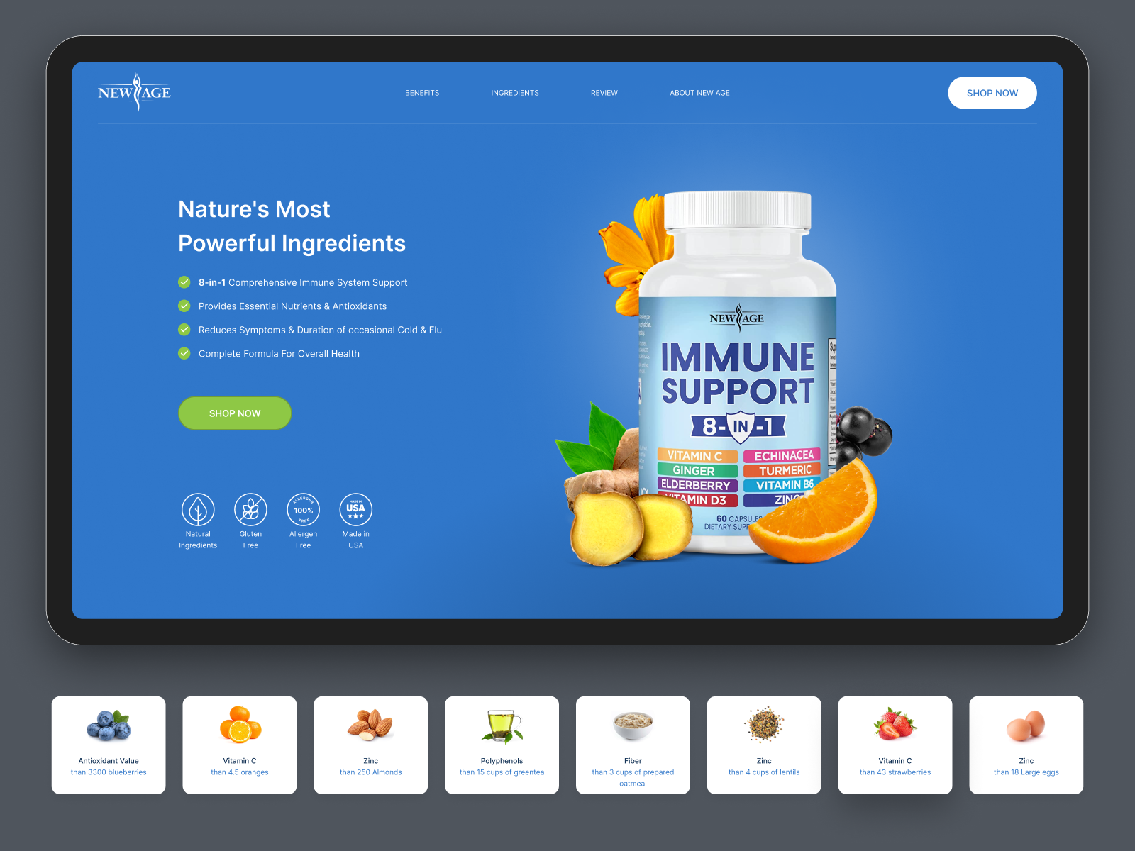 New Age - Immune Support Supplement Website UI Design by Bayu ...