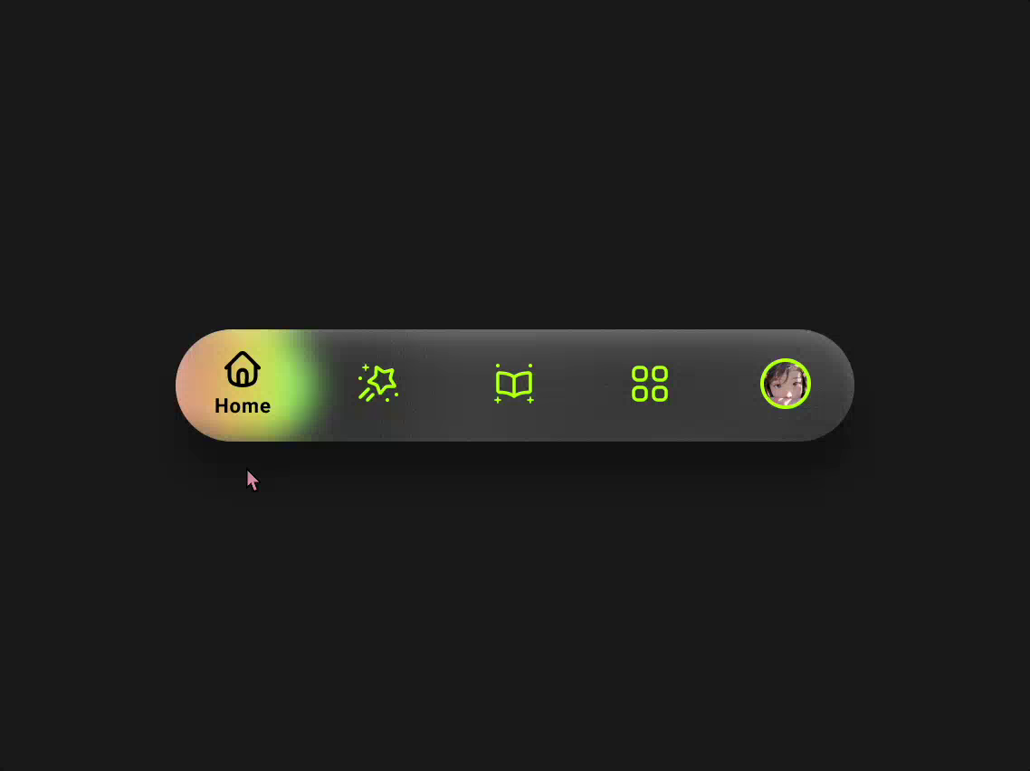 Glassmorphism nav bar micro interaction by Lakita Chen on Dribbble