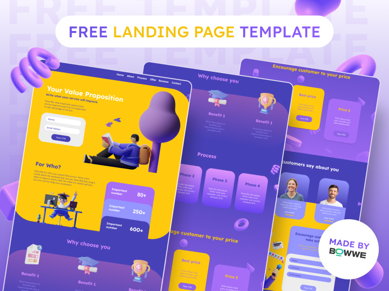 💜Free Educational Courses Landing Page Template by BOWWE on Dribbble