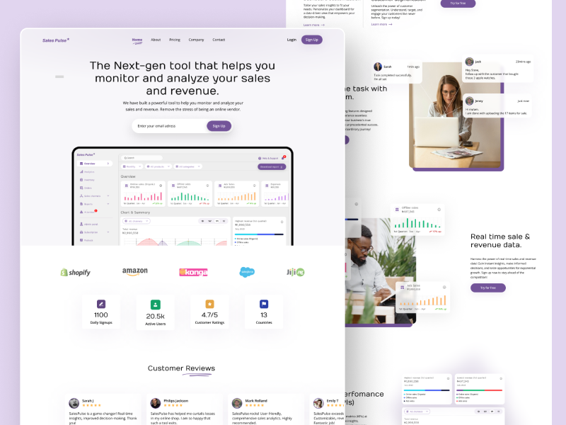Sales Pulse - Saas landing page by Samuel Nathaniel on Dribbble