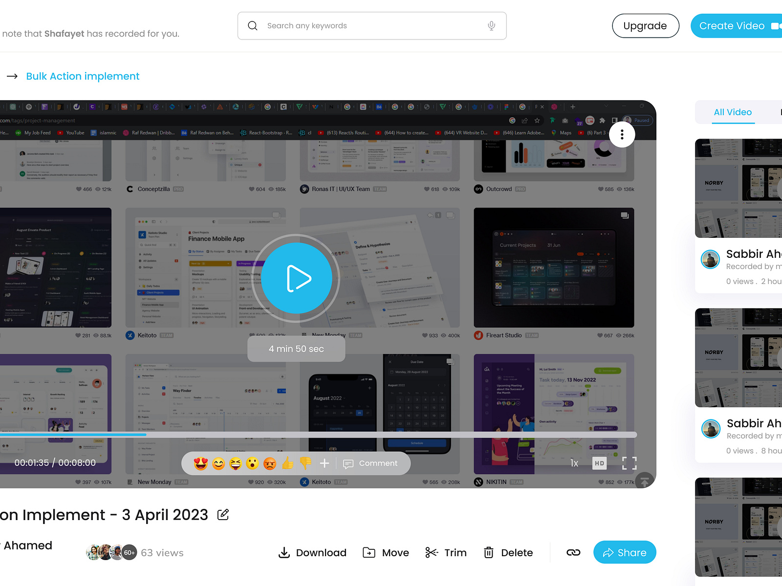 Screen Recording Dashboard Ui Concept by Sabbir Ahamed on Dribbble