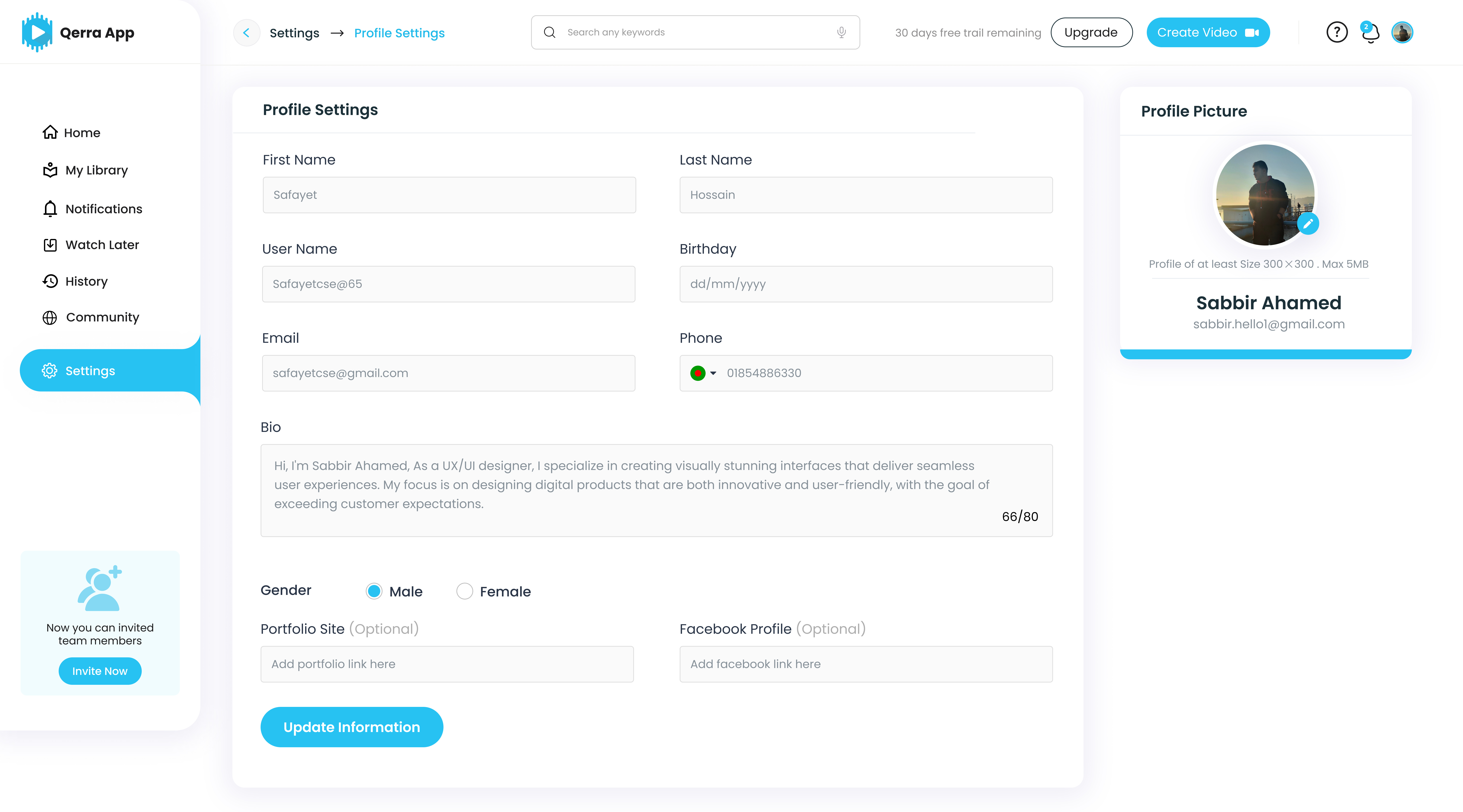 Screen Recording Dashboard Ui Concept by Sabbir Ahamed on Dribbble