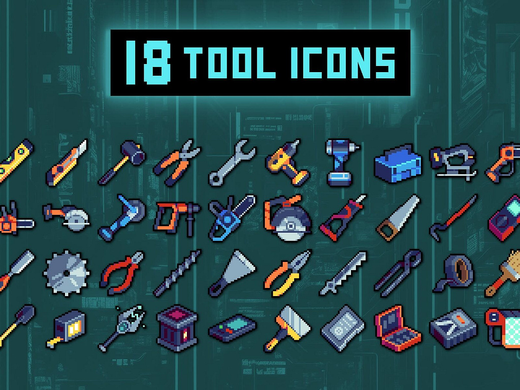 Cyberpunk Tool 32×32 Icons Pixel Art by 2D Game Assets on Dribbble