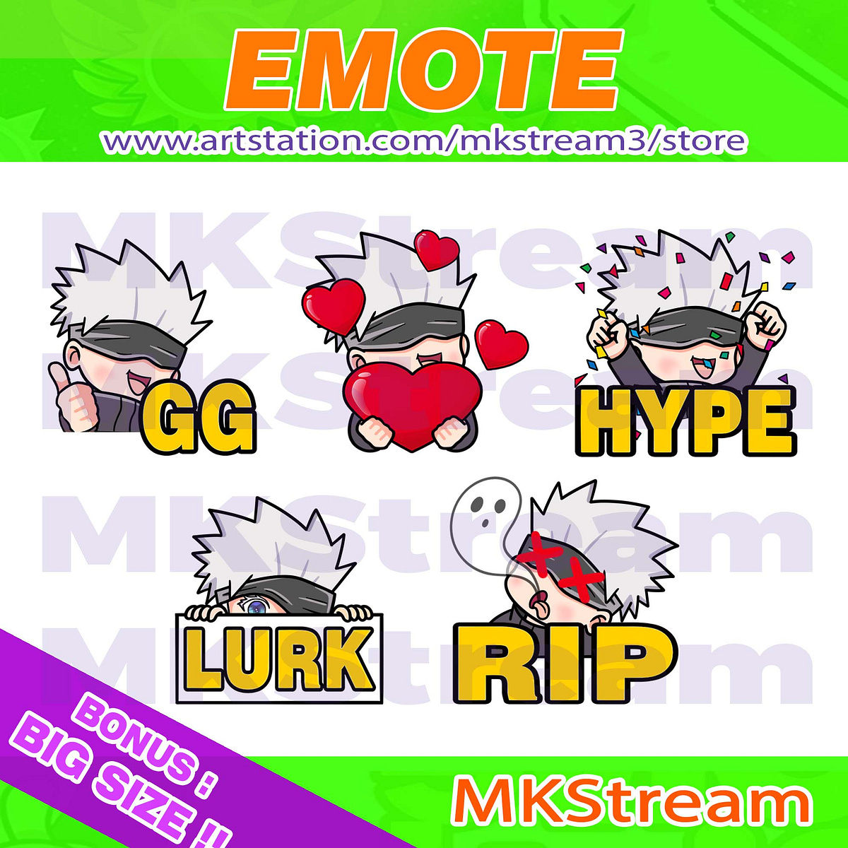 Twitch emotes jujutsu kaisen gojo satoru pack 1 by MKStream on Dribbble