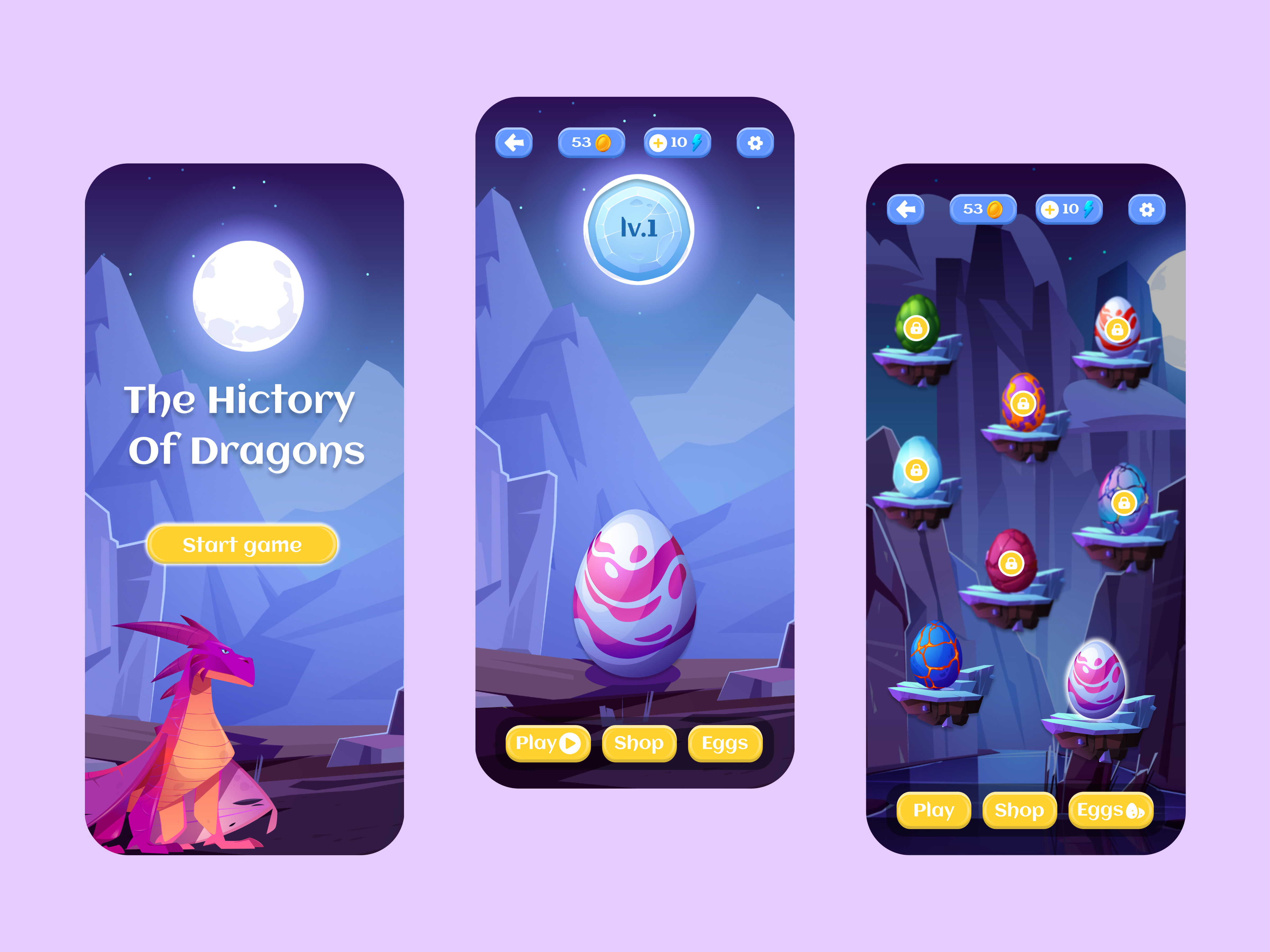 The history of Dragons - Game UI concept by Anna Petrovich on Dribbble