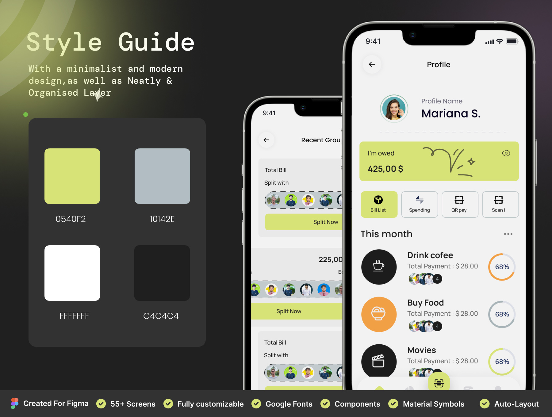Split-Ease | Money Transfer App | Split Bill & E-wallet UI Kit by ...