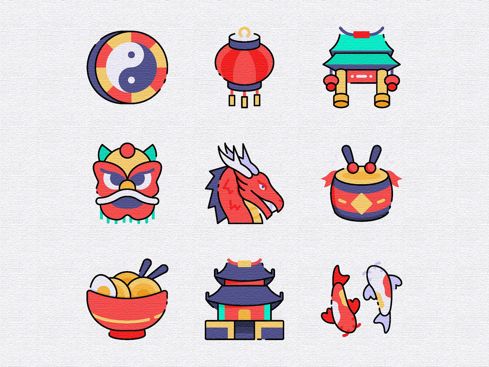 Lunar New Year Icons by Hafiz Nur on Dribbble