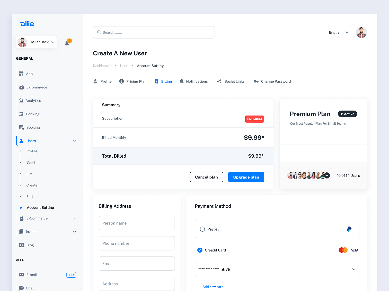 User profile - Account Settings Web App by kamal Hasan on Dribbble